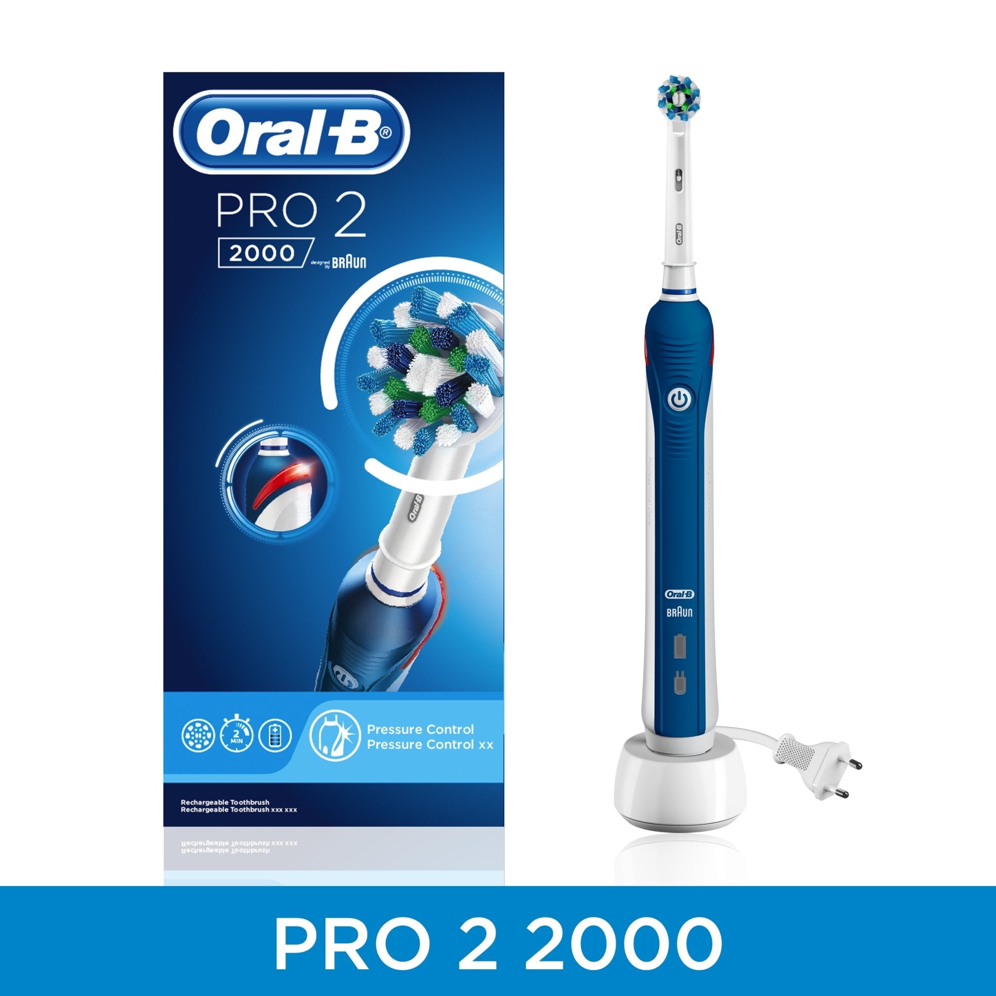 Braun Oral-B PRO 2 2000 Blue Electric Rechargeable Toothbrush PRO2000– Get a Cut NZ